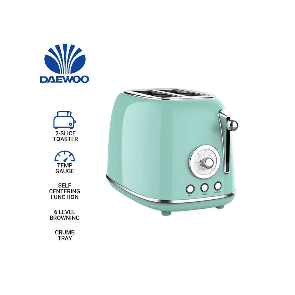 2 Slice Bread Toaster Mint Green - Daewoo Home